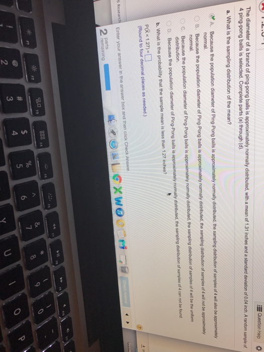 Solved The diameter of a brand of ping-pong balls is | Chegg.com