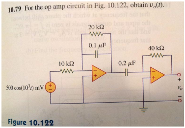 Solved For the op amp circuit in Fig.10.122, obtain v0(t). | Chegg.com