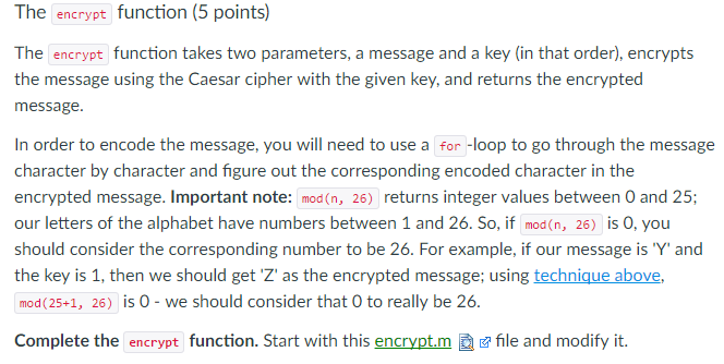 Solved The encrypt function (5 points) The encrypt function | Chegg.com