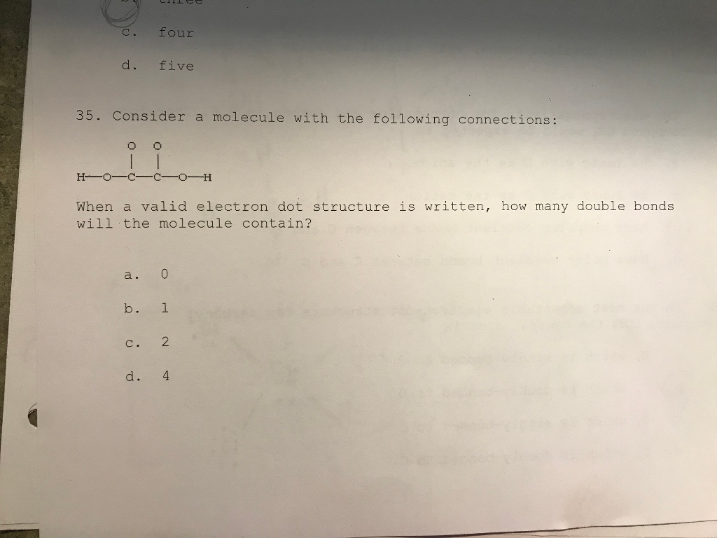 Solved C. four d. five 35. Consider a molecule with the | Chegg.com