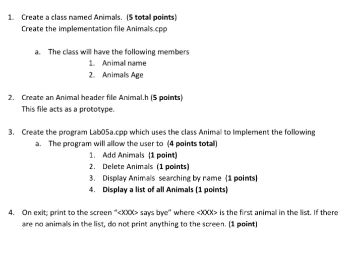 Solved Create a class named Animals. Create the | Chegg.com