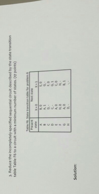 Solved 3 Reduce The Incompletely Specified Sequential 
