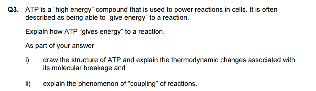Solved ATP is a "high energy" compound that is used to power | Chegg.com