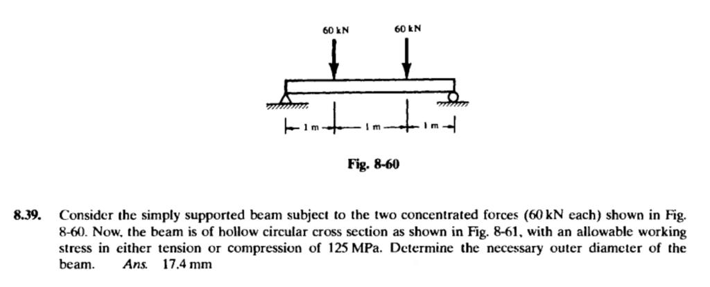 Solved 60 kN 60kN "도 1 m Tm Fig. 8-60 8.39. Consider the | Chegg.com