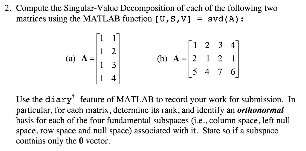 2 Compute The Singular Value Decomposition Of Each