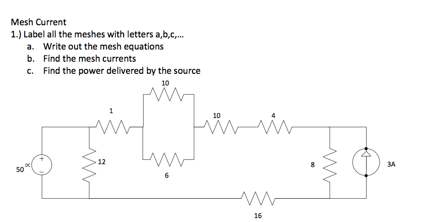 Solved Mesh Current Label all the meshes with letters | Chegg.com
