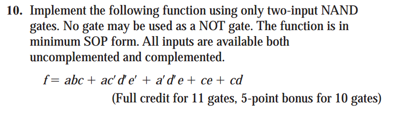 Solved Implement the following function using only two-input | Chegg.com