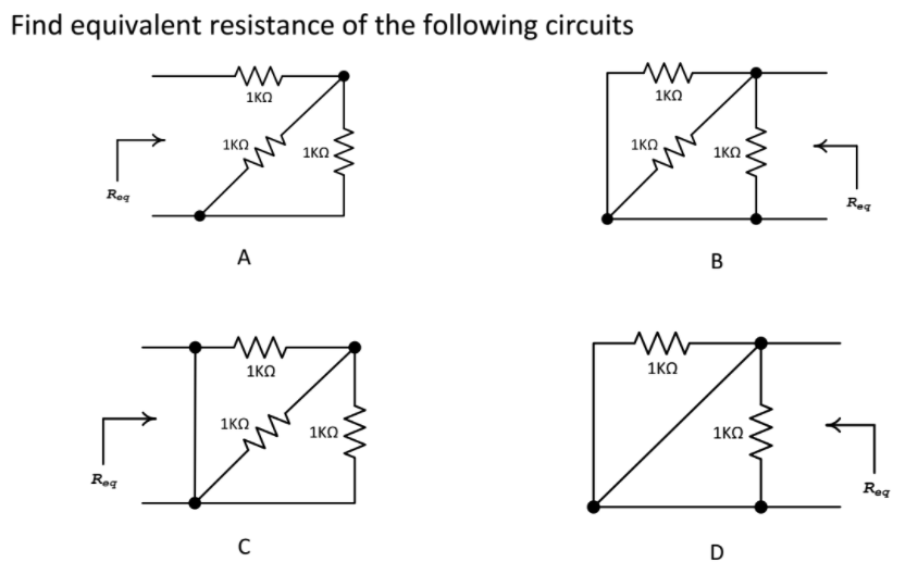 Solved Find equivalent resistance of the following circuits | Chegg.com