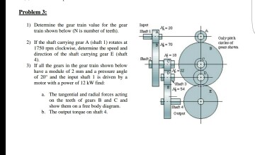 Solved Determine the gear train value for the gear train | Chegg.com