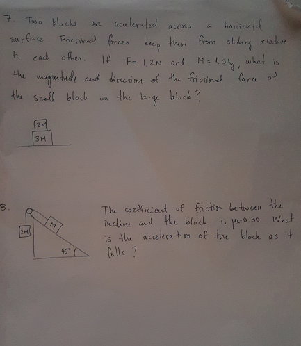 Solved Two blocks are accelerated across a horizontal | Chegg.com