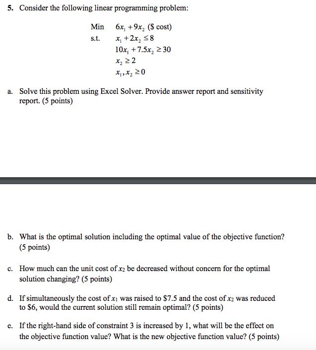 Solved 5 Consider The Following Linear Programming Problem 7732