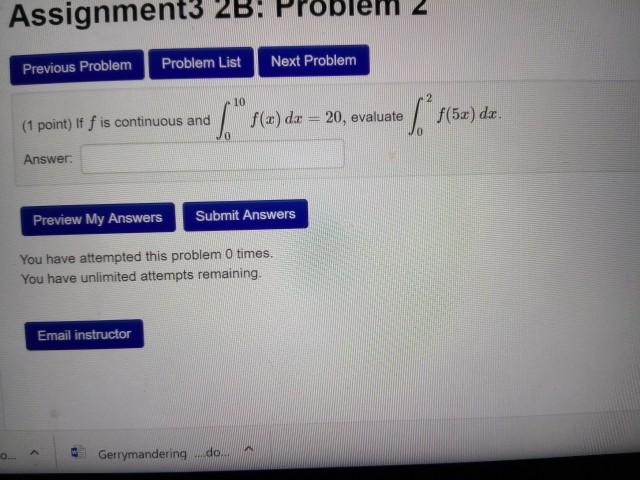 Solved Assignment3 2b Problem Previous Problem Problem List 0508