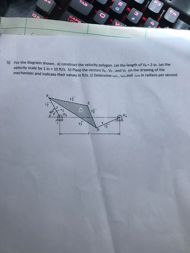 Solved 5) For the diagram shown, a) construct the velocity | Chegg.com