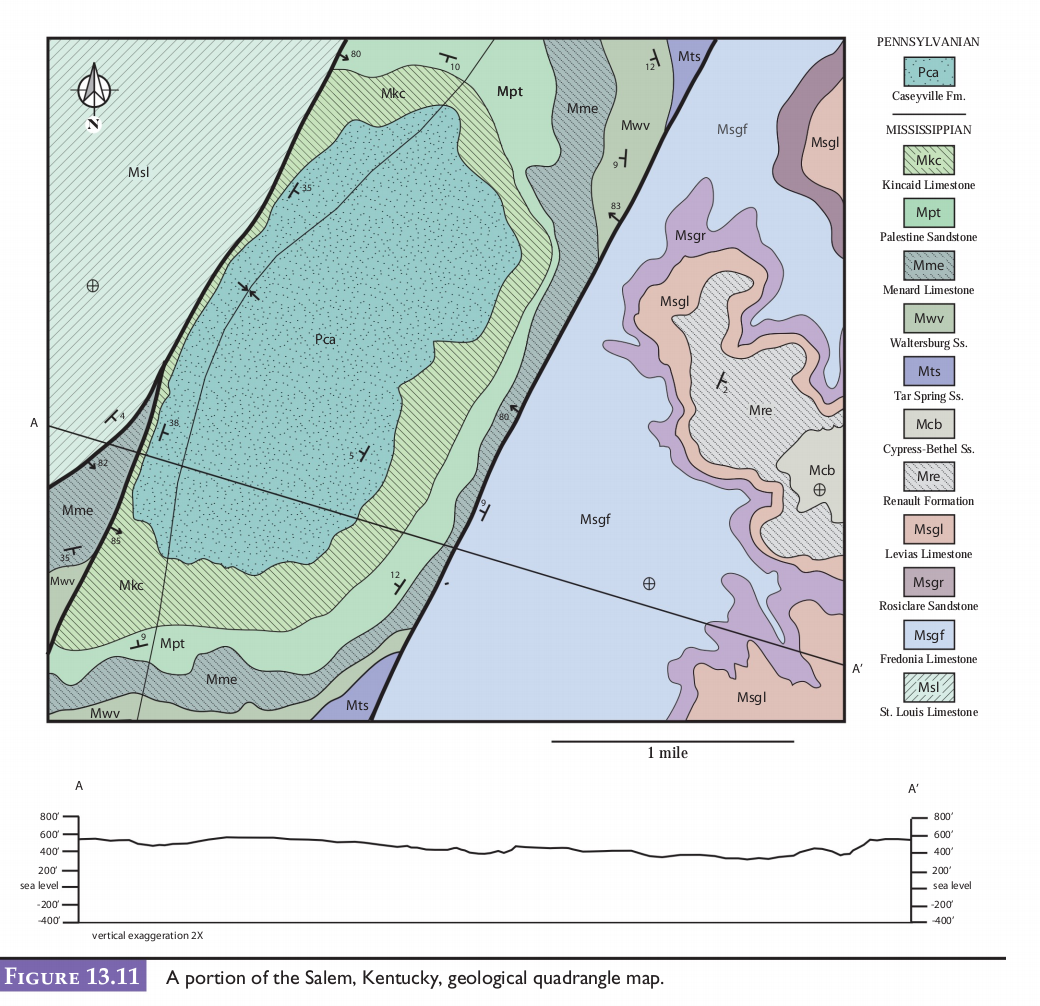 Solved draw a geologic cross section on the topographic | Chegg.com