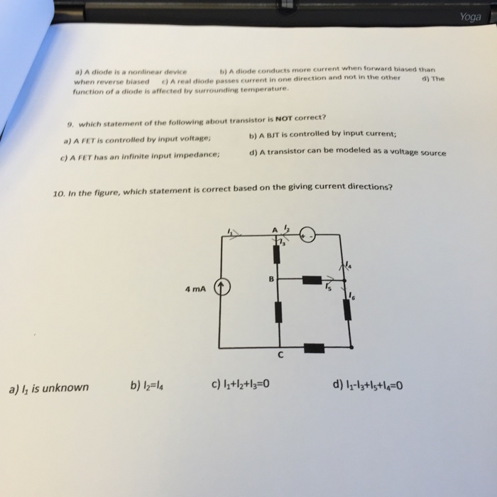 Solved a) 1mA; b) 2mA; c) 3mA; d) 4mA 5. Referring to the | Chegg.com