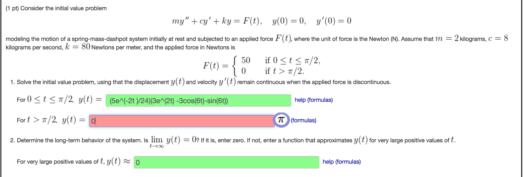 Consider the initial value problem my" + cy' + ky = | Chegg.com