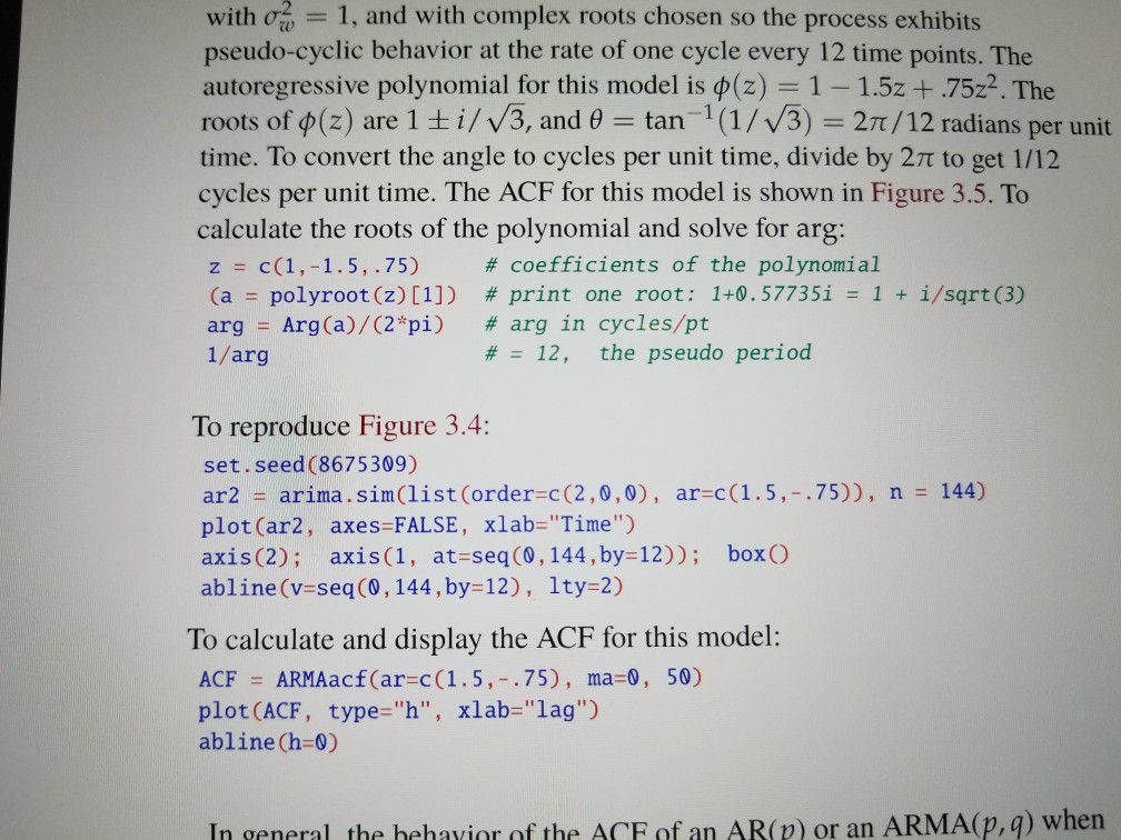 Solved 3.4 For the AR(2) model given by Xt--.9xt_2 + wt, | Chegg.com