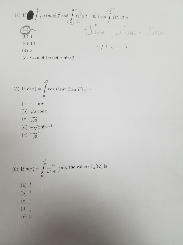 Solved (1)-9 f f(t) dt€1 and f f(t)dt = 6, then | I f(t) dt- | Chegg.com
