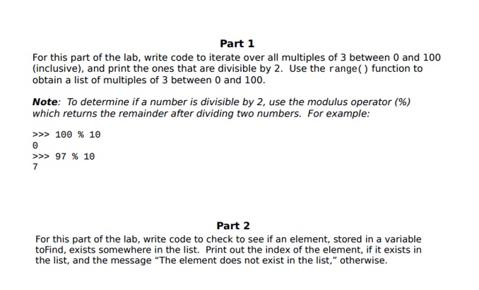 Solved Part 1 For this part of the lab, write code to | Chegg.com