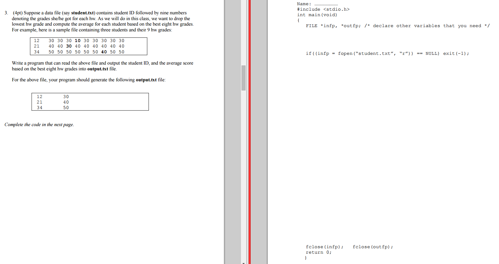 Solved 3. (4pt) Suppose a data file (say student.txt) | Chegg.com