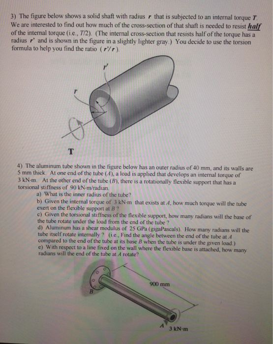 Solved 3) The figure below shows a solid shaft with radius r | Chegg.com