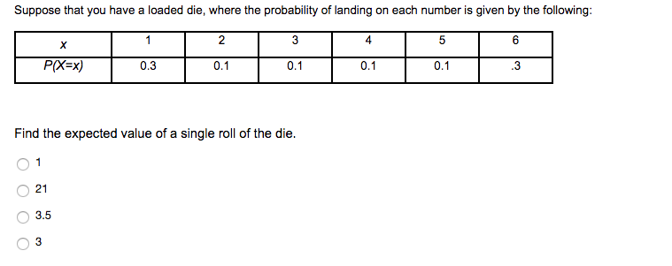 Solved Suppose that you have a loaded die, where the | Chegg.com