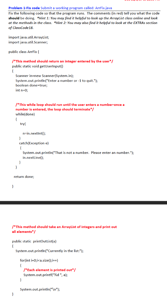 Solved Problem 1-Fix code Submit a working program called: | Chegg.com