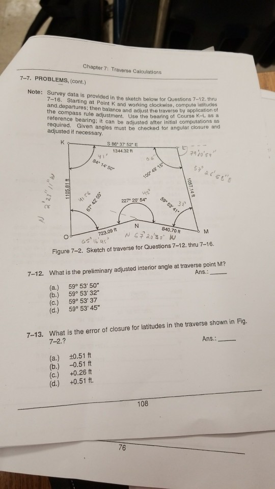 Solved Chapter 7: Traverse Calculations 7-7. PROBLEMS, | Chegg.com