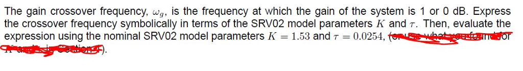 Express the crossover frequency symbolically in terms | Chegg.com