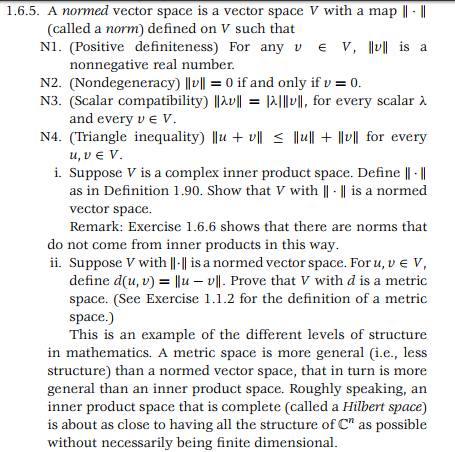 1.6.5. A normed vector space is a vector space V with | Chegg.com