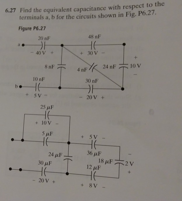 Solved 627 Find The Equivalent Capacitance With Respect To 