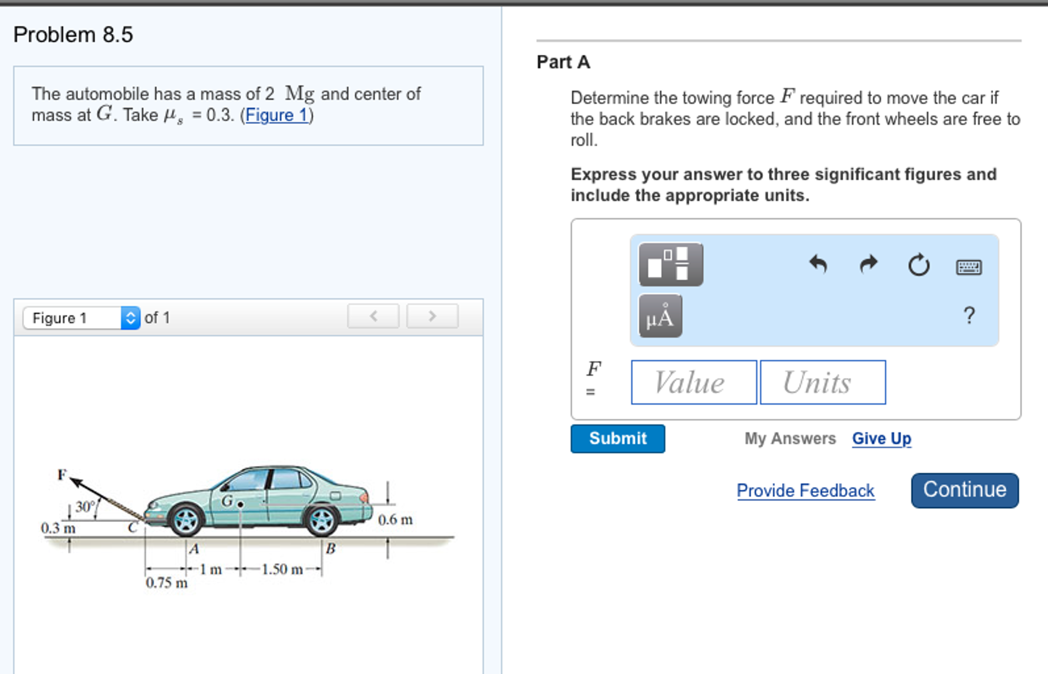 Solved The Automobile Has A Mass Of 2 Mg And Center Of Mass Chegg