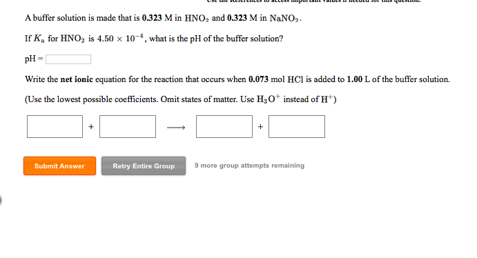 Solved A buffer solution is made that is 0.323 M in HNO2 and | Chegg.com