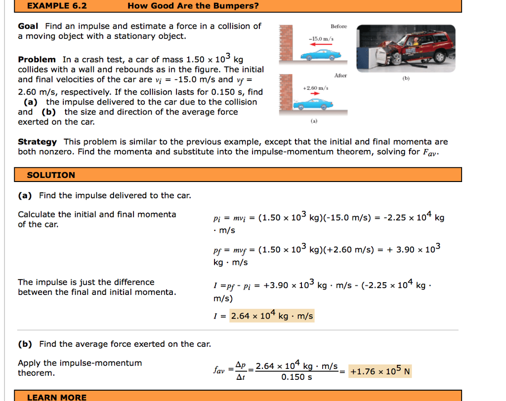 Solved EXAMPLE 6.2 How Good Are the Bumpers? Goal Find an | Chegg.com