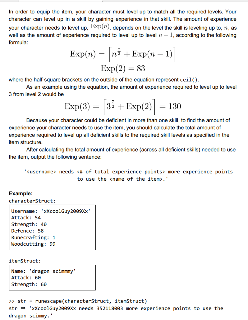 Solved Function Name Runescape Inputs 1 Struct 1x1