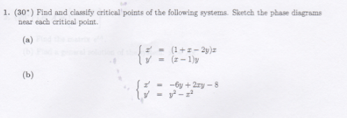 Solved Find and classify critical points of the following | Chegg.com