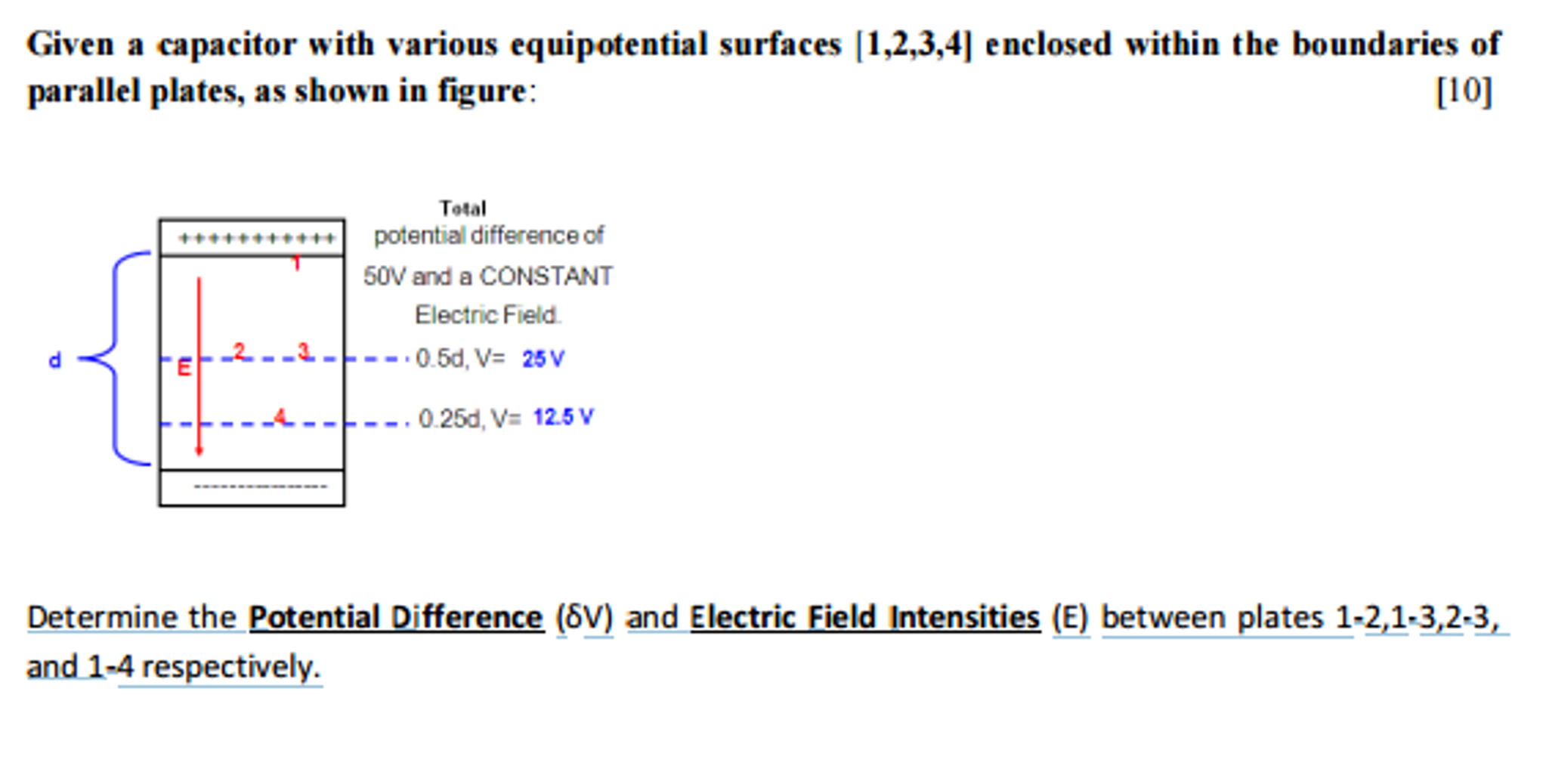 Solved Given a capacitor with various equipotential surfaces | Chegg.com