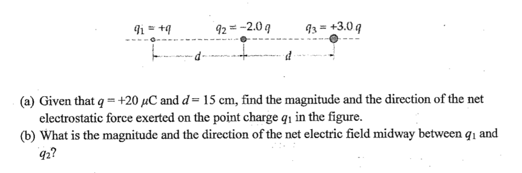 Solved 91°-20 q q3 = +3.09 (a) Given that q +20 μC and -15 | Chegg.com