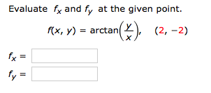 Solved Evaluate fx and fy at the given point. f(x, y) = | Chegg.com