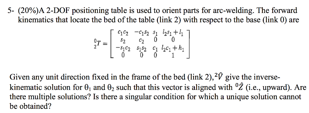 5- (20%)A 2-DOF positioning table is used to orient | Chegg.com