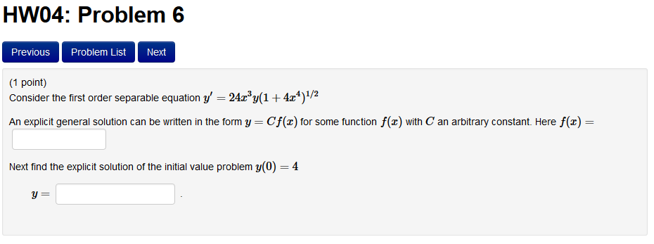Solved Consider The First Order Separable Equation Y