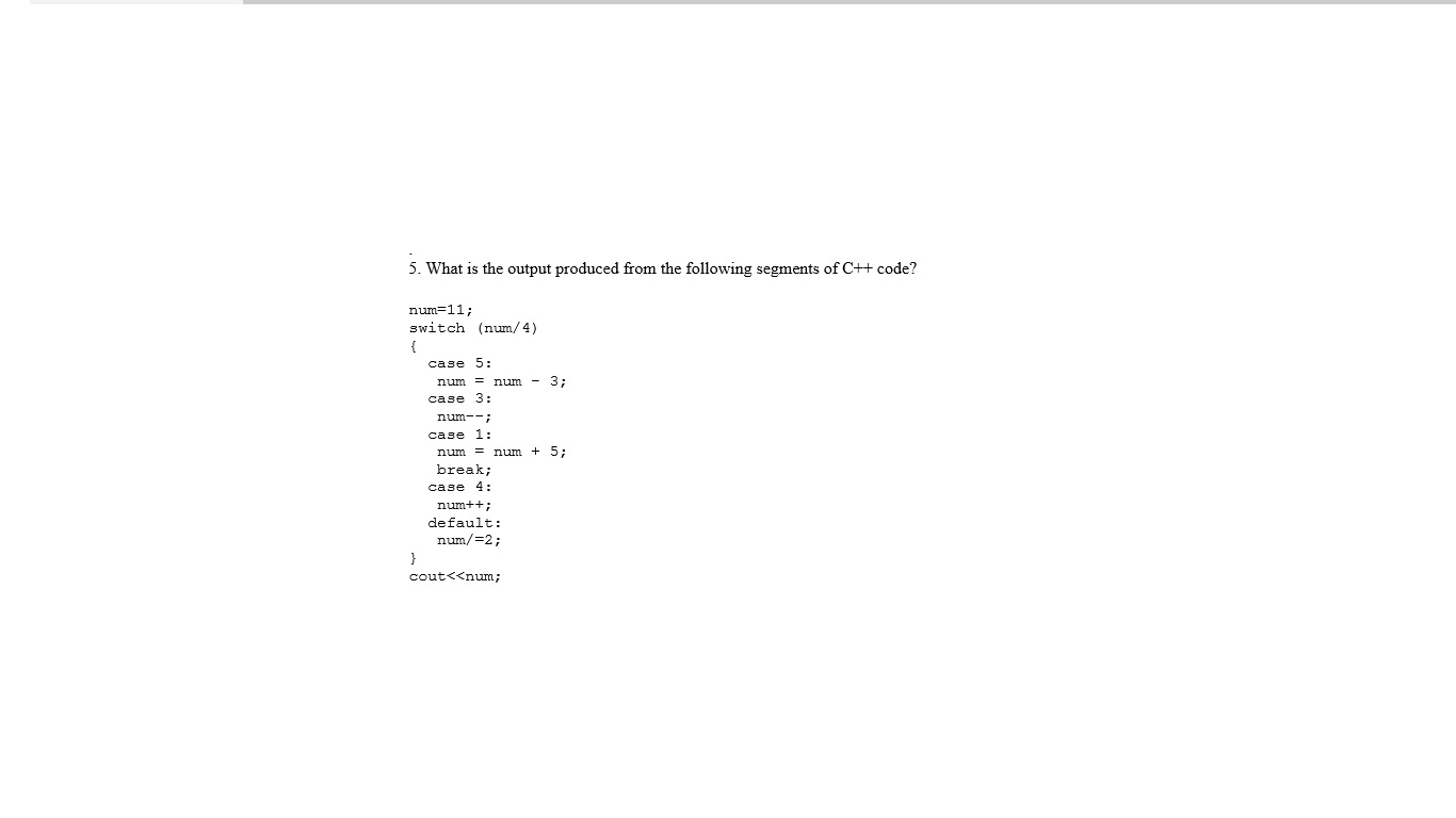 Solved What is the output produced from the following | Chegg.com