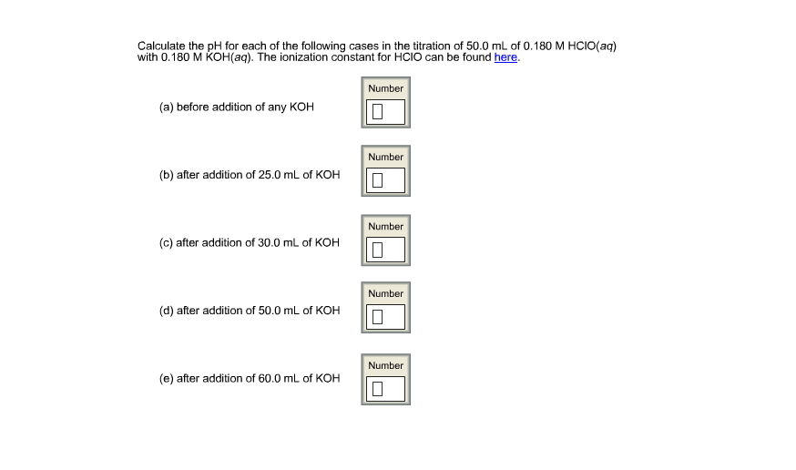 Solved Calculate the pH for each of the following cases in | Chegg.com