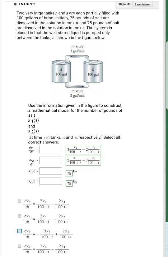 Solved 10 points Save Answer QUESTION 2 Two very large tanks | Chegg.com