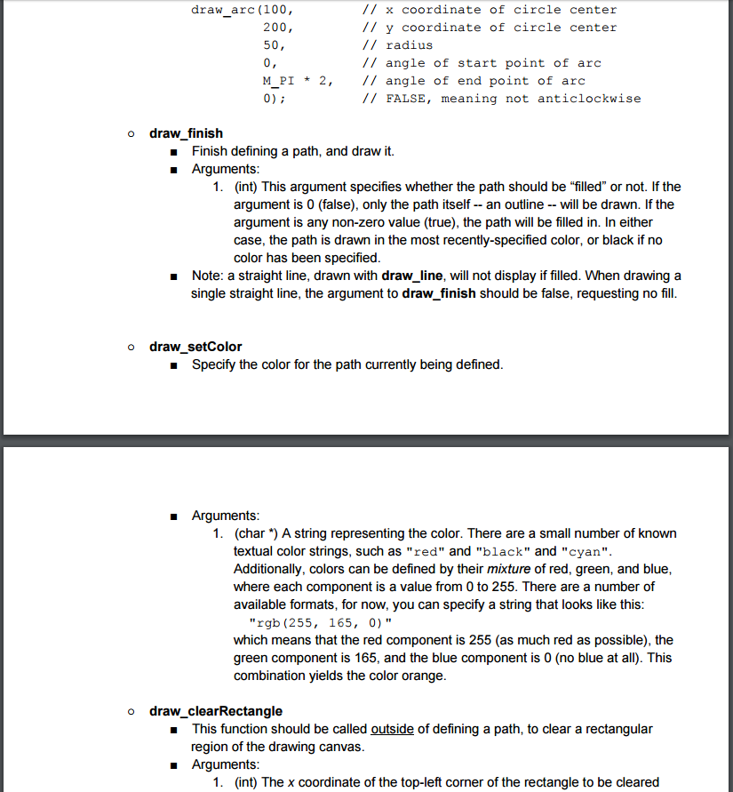 Solved The available drawing functions are: o draw begin | Chegg.com