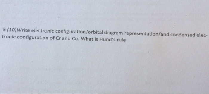 Solved: Write Electronic Configuration/orbital Diagram Rep... | Chegg.com