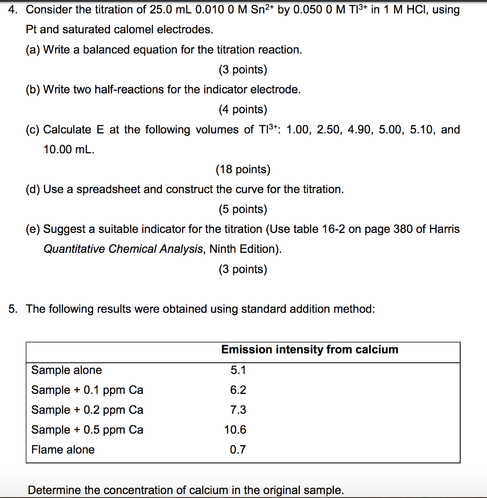 Solved 4. Consider the titration of 25.0 mL 0.010 0 M Sn2+ | Chegg.com