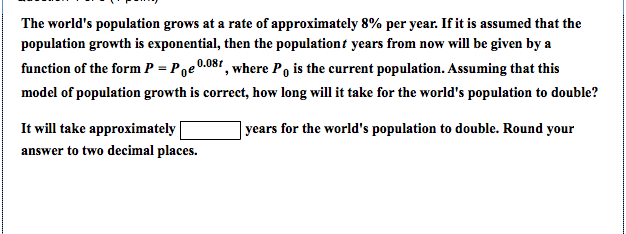 Solved The world's population grows at a rate of | Chegg.com