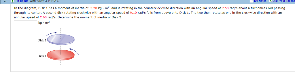 Solved In the diagram, Disk 1 has a moment of inertia of | Chegg.com