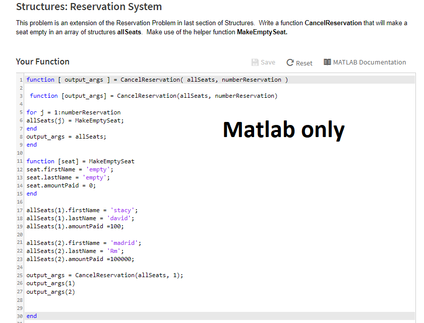 Solved Structures: Reservation System This problem is an | Chegg.com